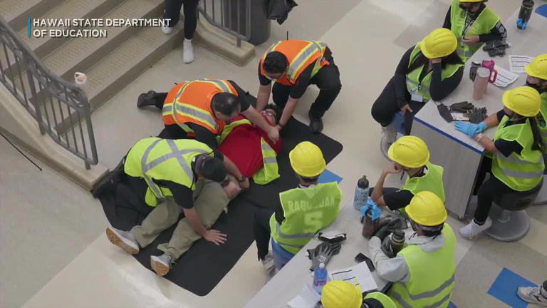 High school students test emergency response skills in disaster training