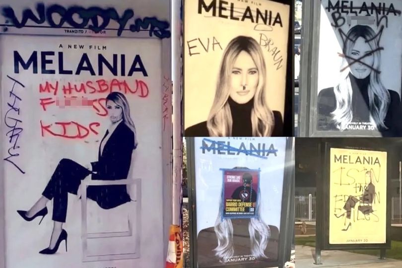 Melania Trump documentary posters defaced with Hitler references and ...