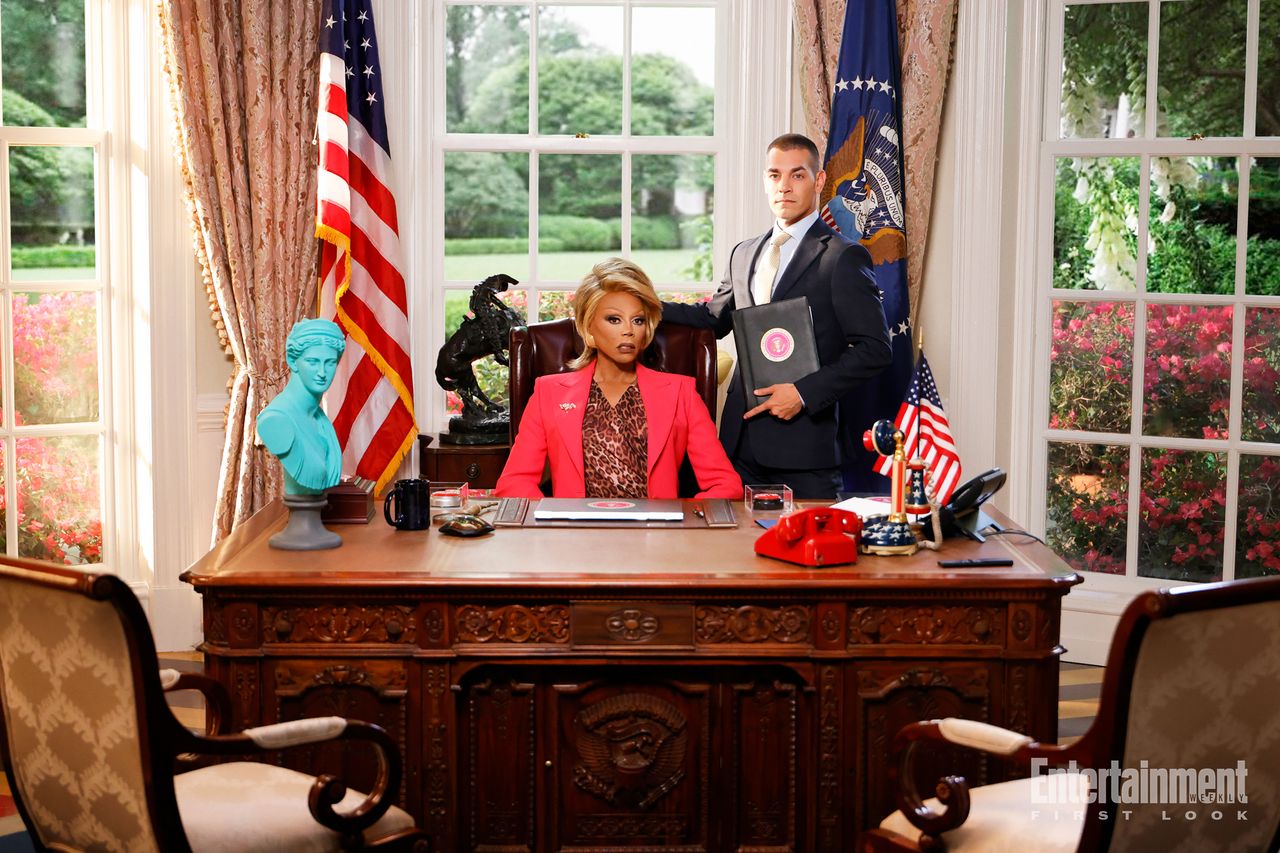 RuPaul is president — and queen of Hollywood — in “Stop! That! Train ...