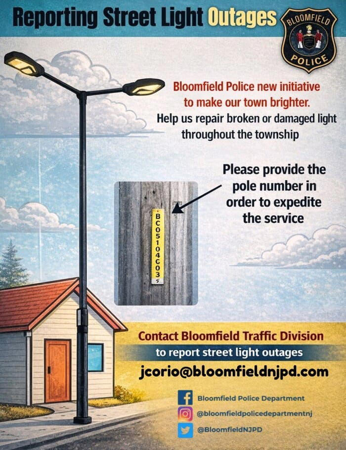 How to report a broken street light in Bloomfield