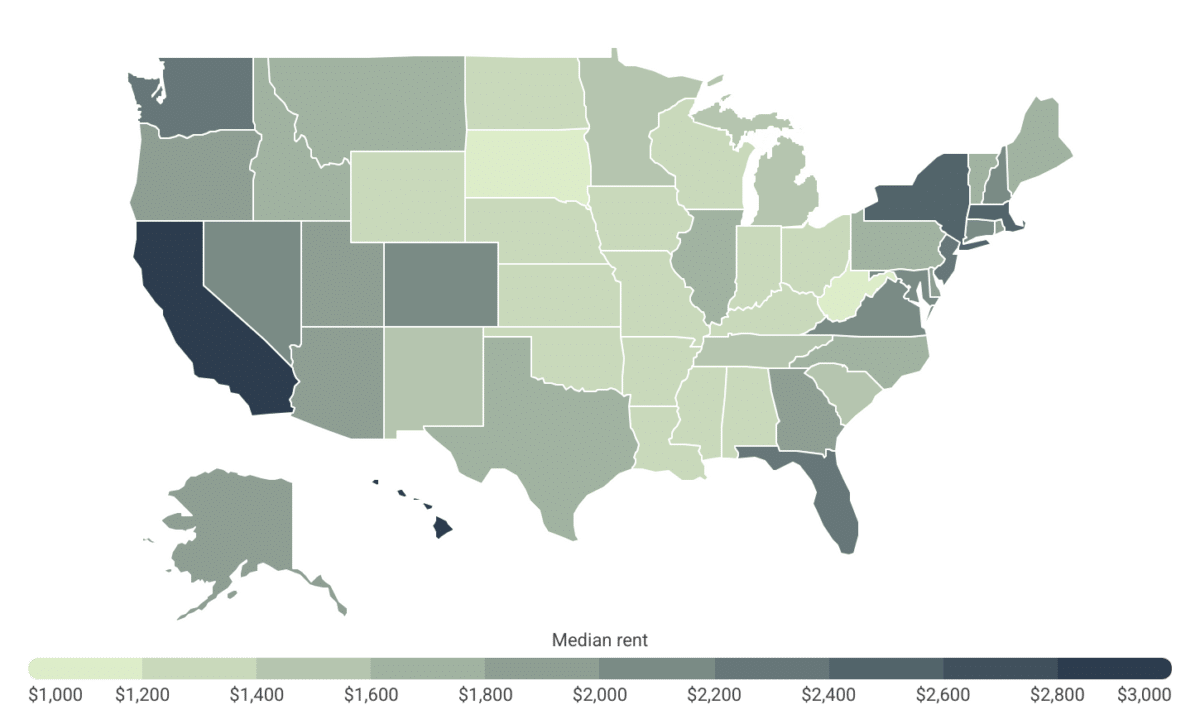 13 states now have average rent prices above $2,000. Is yours one of them?