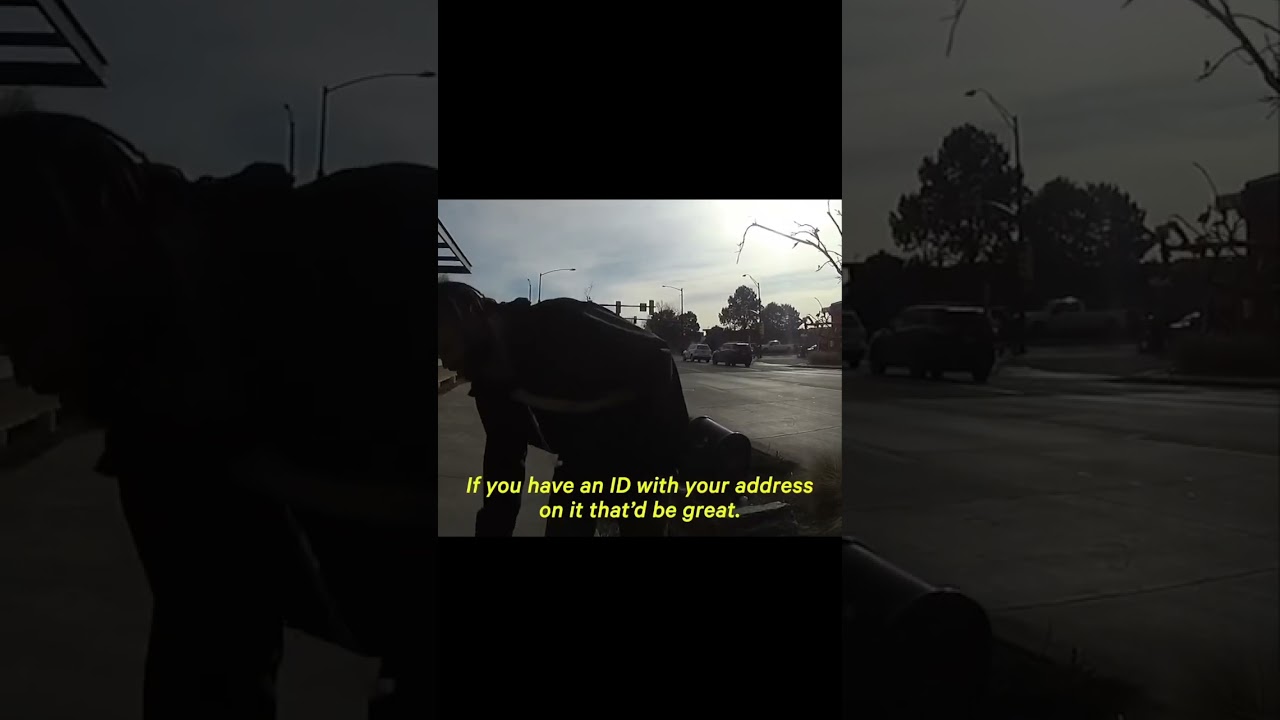 A police interaction with a student cleaning up trash