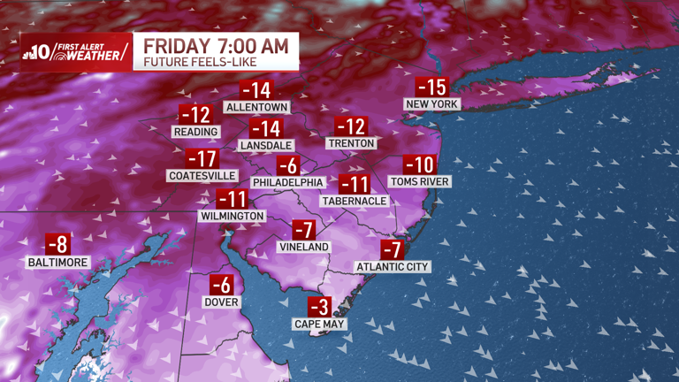 Record cold to hit Philly followed by light snow at the Jersey Shore