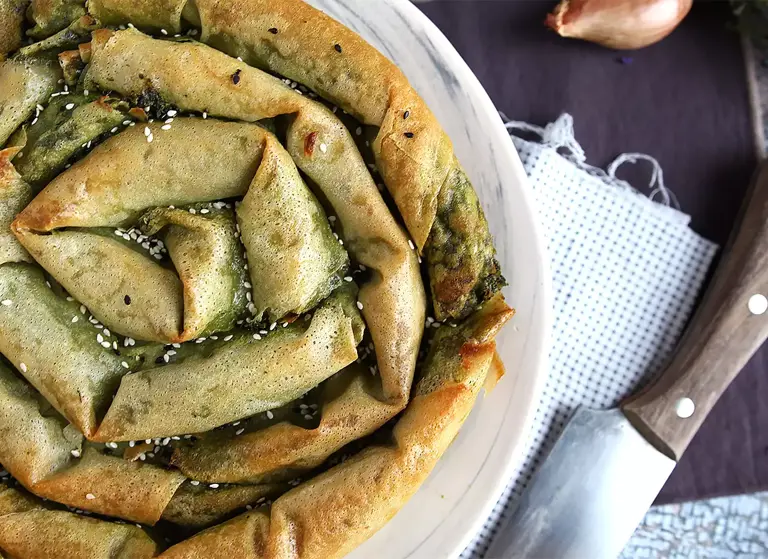 Turkish börek: crunchy and tasty stuffed filo with spinach and cheese