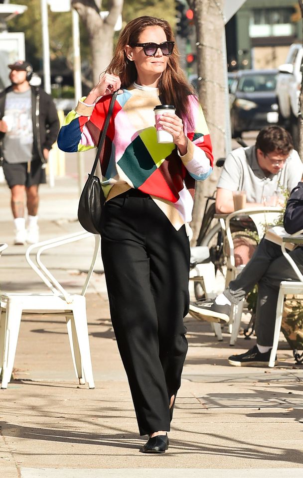 Katie Holmes’ $220 sweater adds a pop of color to any winter look ...