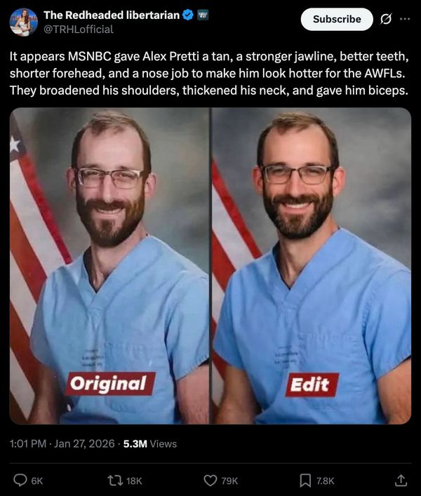 MS NOW shared AI-manipulated Alex Pretti photo on TV, website and ...