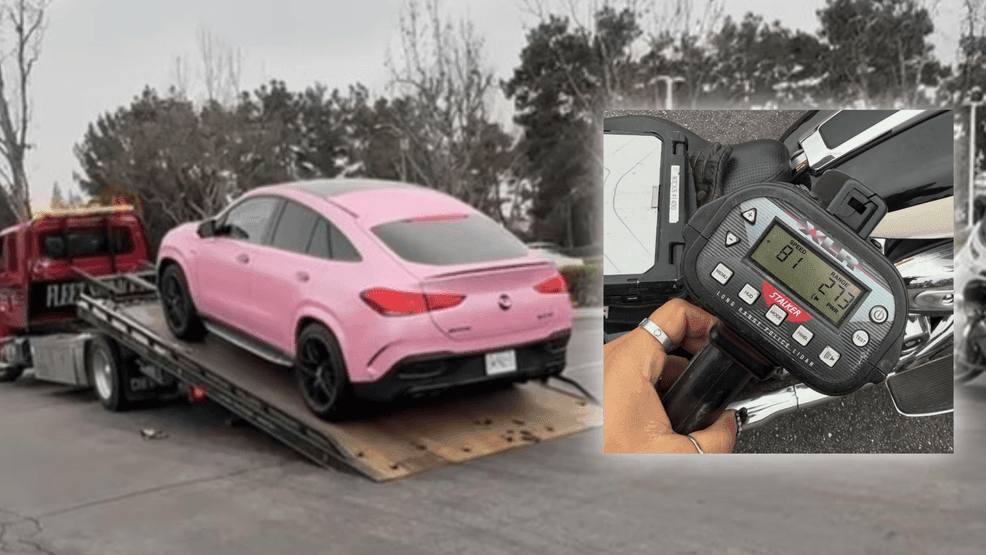 Pink car towed in Bakersfield after police say it was clocked at 81 mph ...