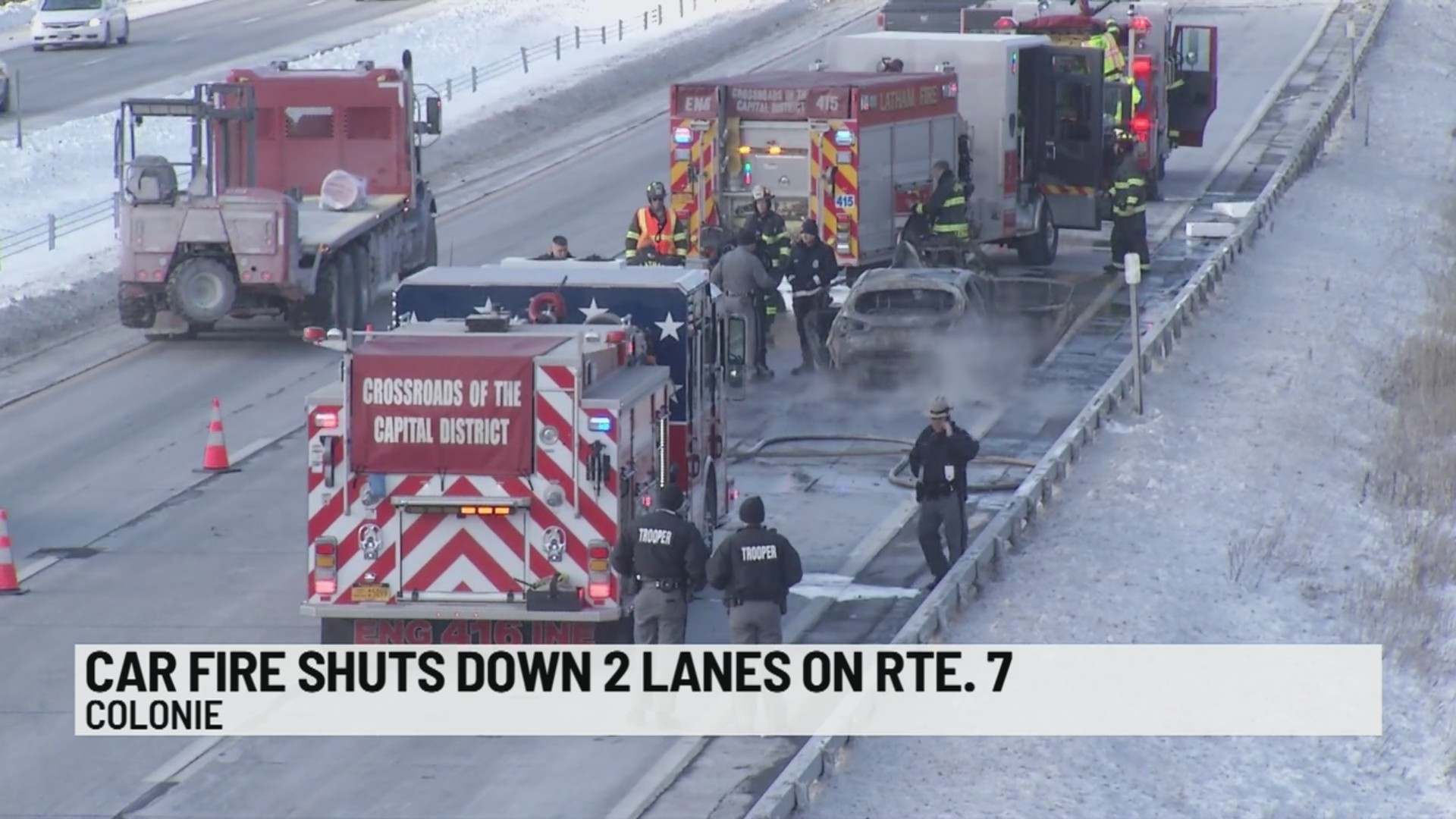 Car fire shuts down 2 lanes in Colonie