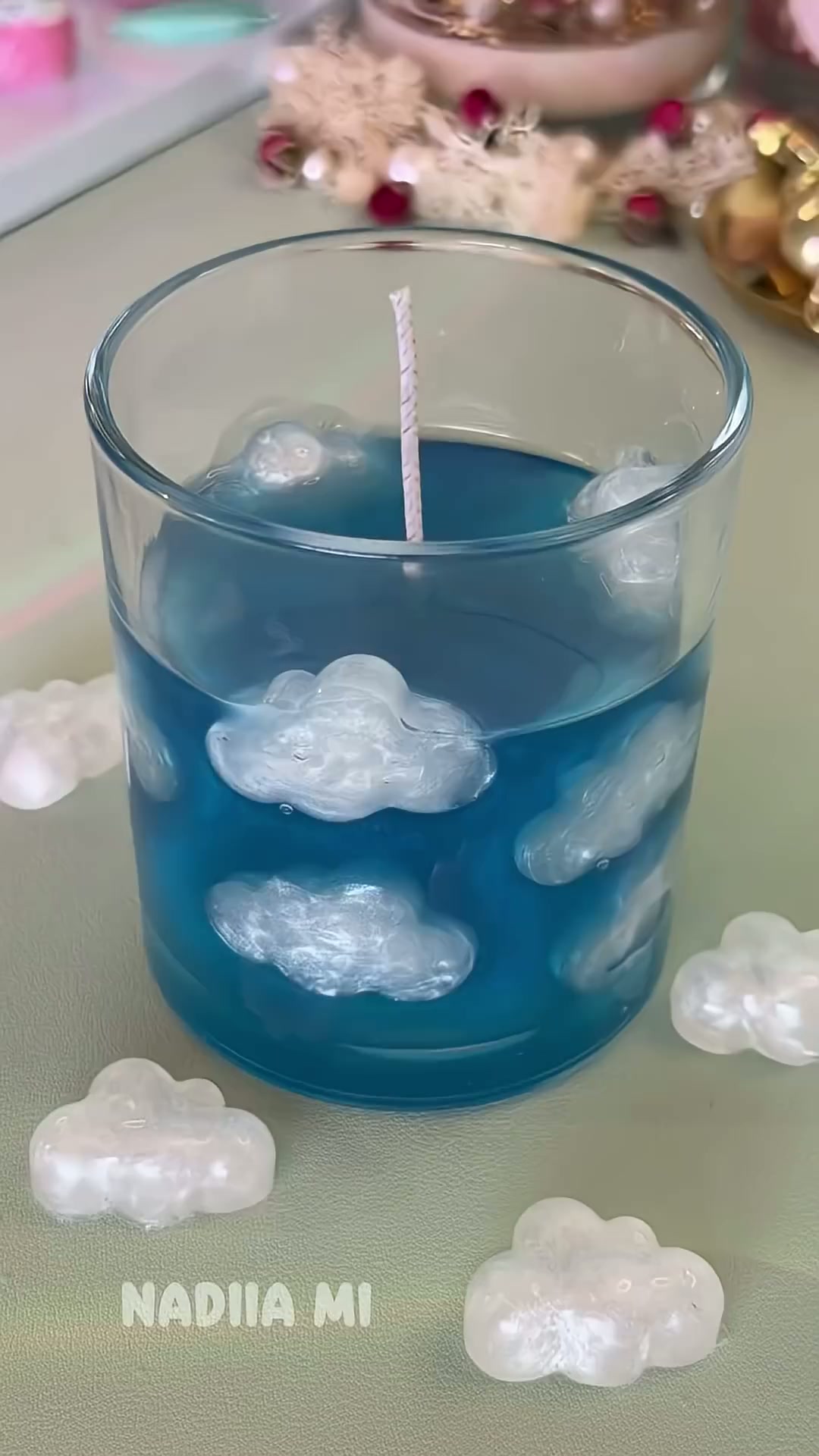 ASMR cloud candle DIY | Satisfying gel & soy wax tutorial ☁️ 🤍