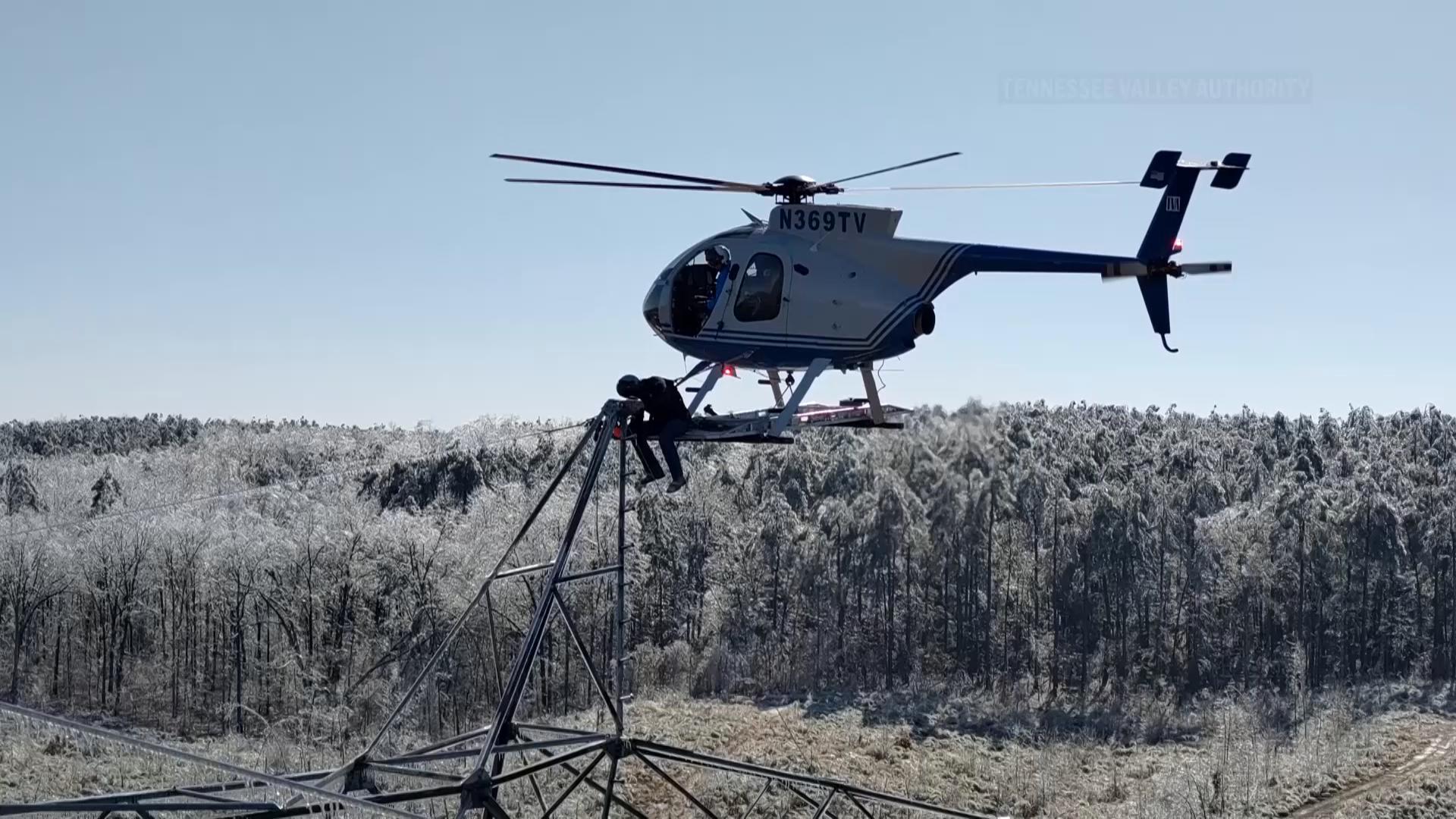 Crews use helicopters to restore power as the US South braces for ...