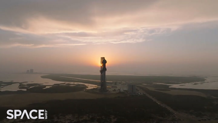 Amazing aerial footage of SpaceX Starship ahead of a space launch