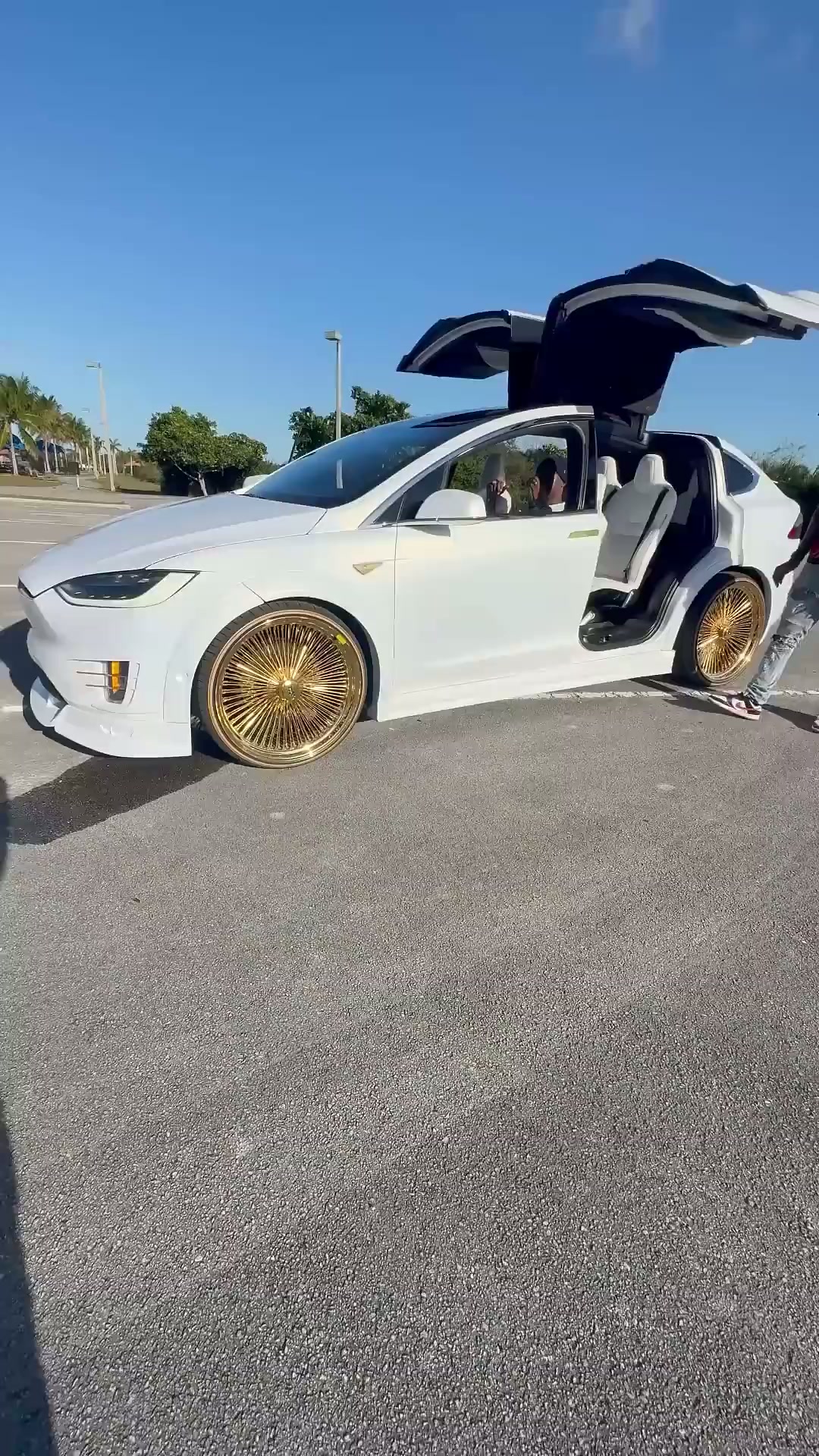 Model X Tesla on gold 24’s Daytons