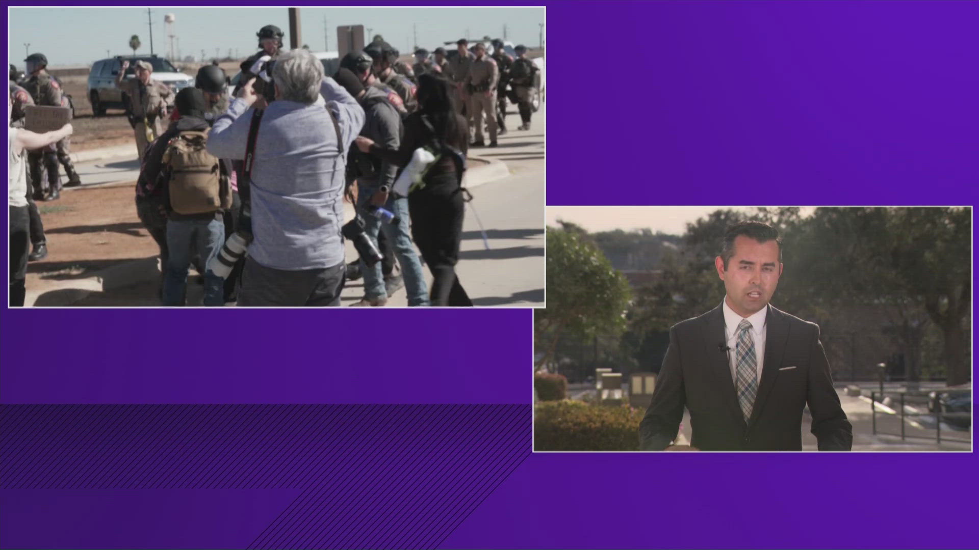 Protesters and Texas DPS clash outside ICE facility in Dilley