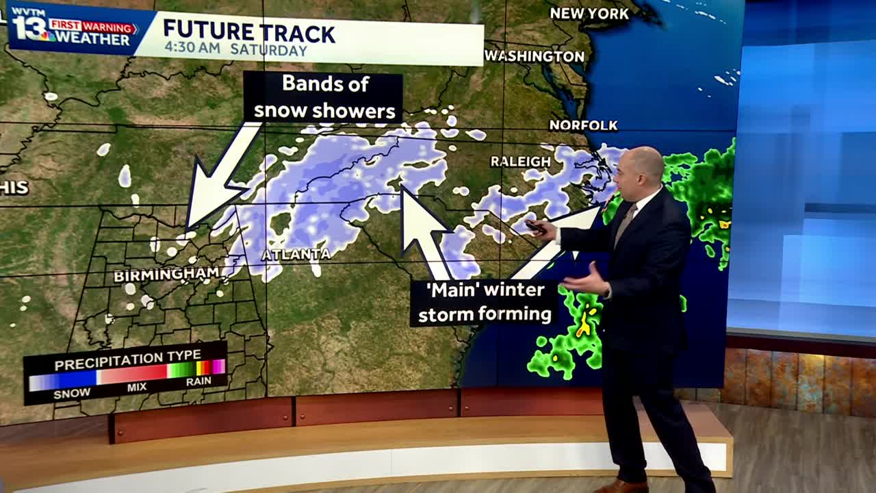 Snow showers possible in Alabama before a cold weather forecast through ...