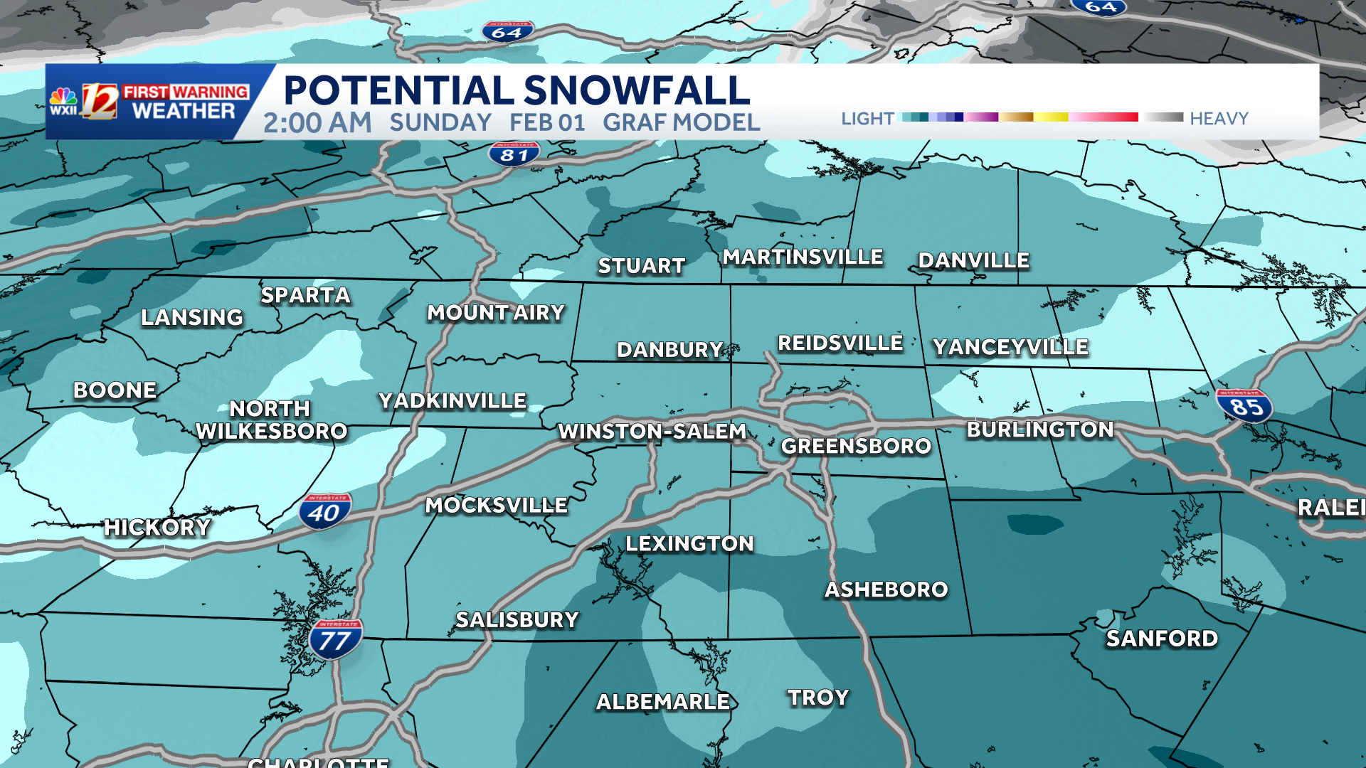 Snowfall forecast from the WXII 12 First Warning Weather Team | Risk of ...