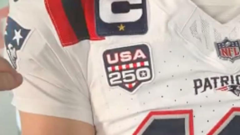 What is the ‘USA 250’ patch on the Super Bowl LX uniforms?