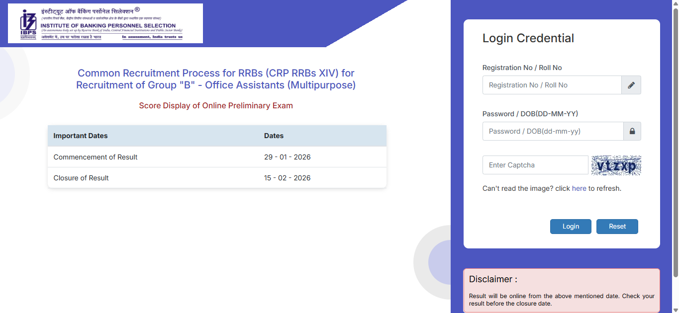 IBPS RRB clerk prelims scorecard 2026 released at ibps.in: Check direct ...