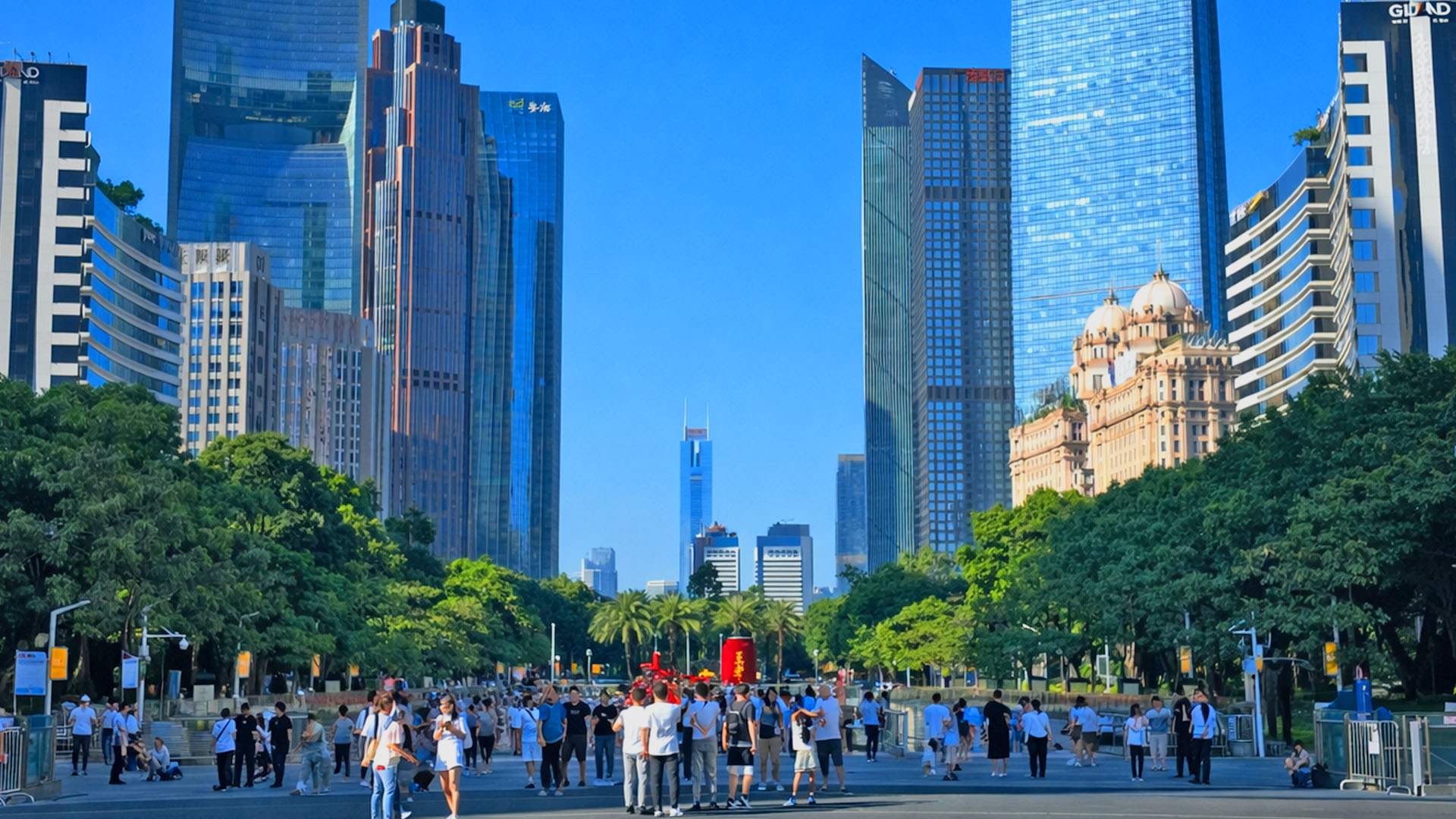 City walk with urban towers in China