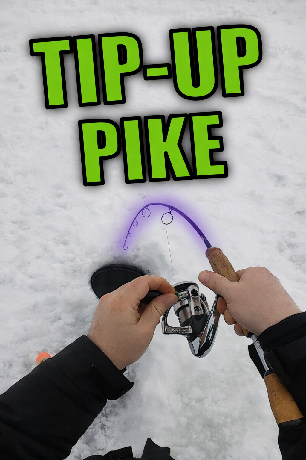 Catching big pike in northern Alberta tip-up ice fishing