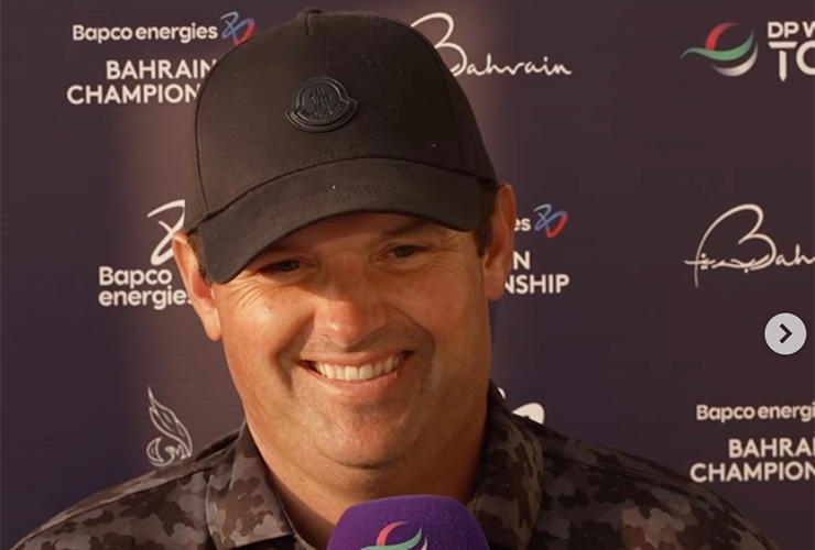 Patrick Reed wearing $400 baseball cap at Bahrain Championship