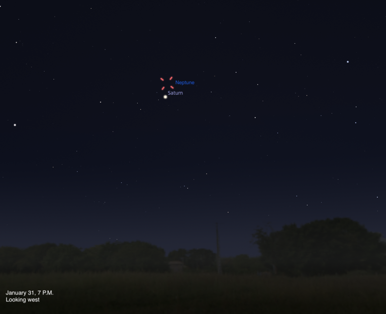 The sky today on Saturday, January 31: Saturn and Neptune stand close