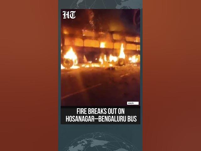 Karnataka 10 injured after private bus catches fire en route to Bengaluru