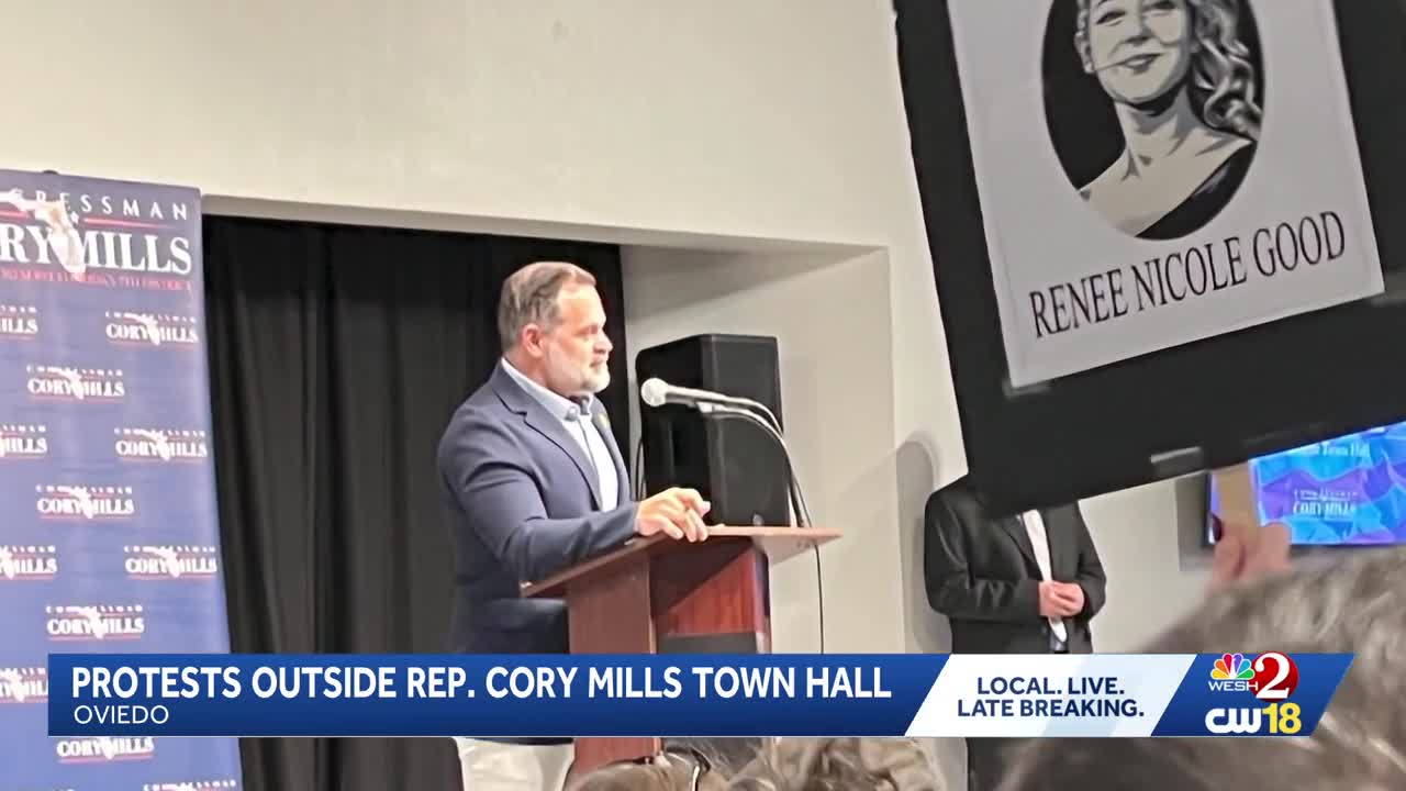 Congressman Cory Mills faces protests at Seminole County town hall