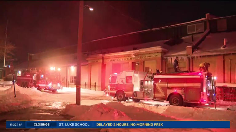 Crews fight business fire for several hours in extreme cold