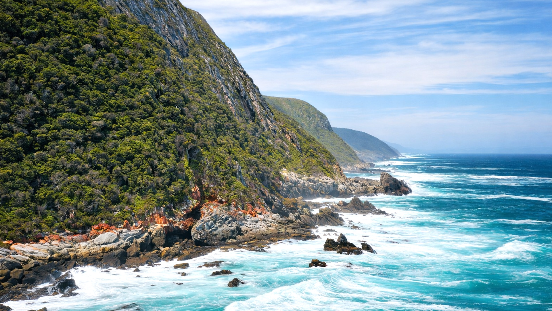 Wild ocean waves at Storms River Mouth South Africa