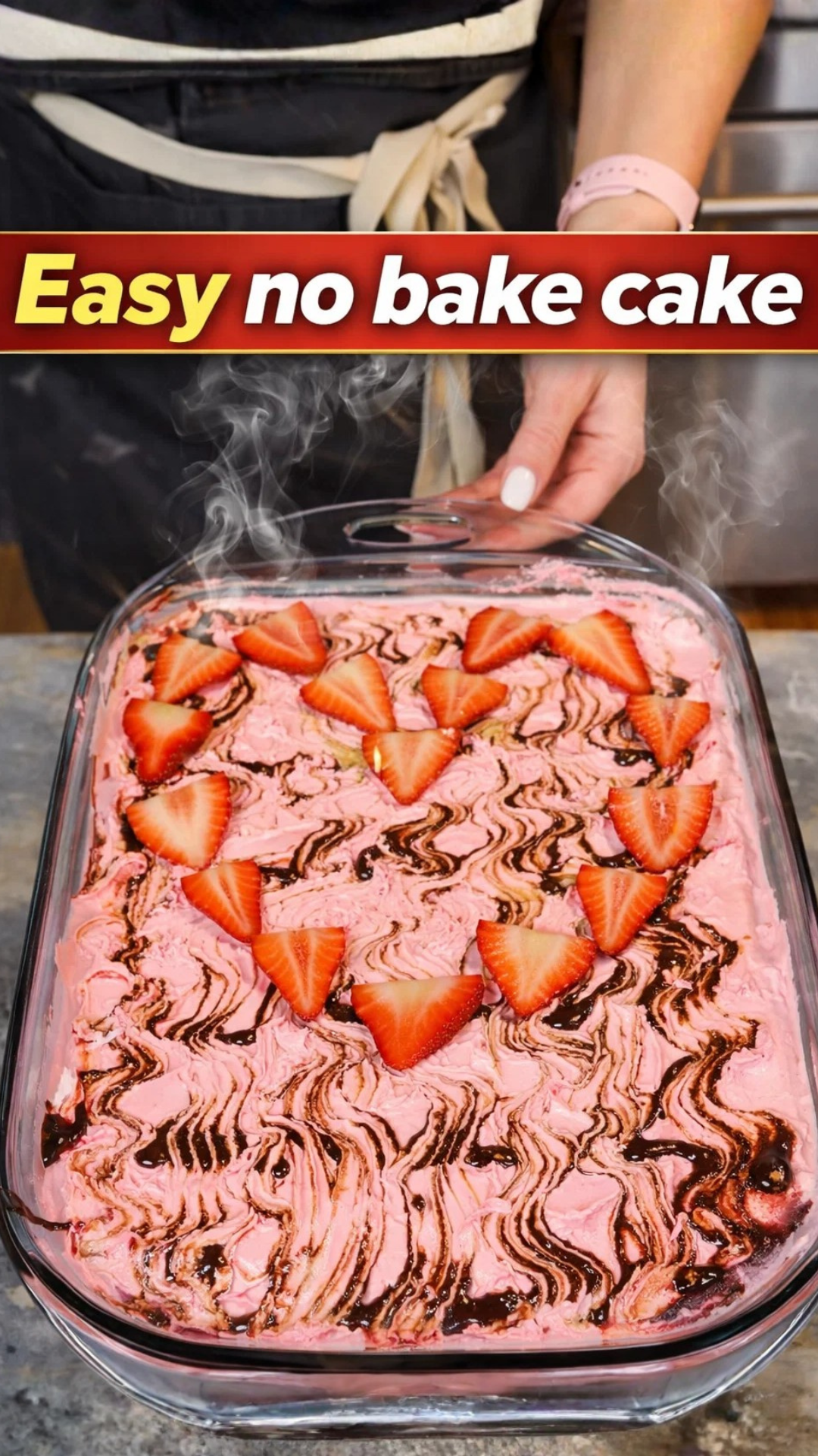 Easy no-bake cake | Creamy strawberry dessert