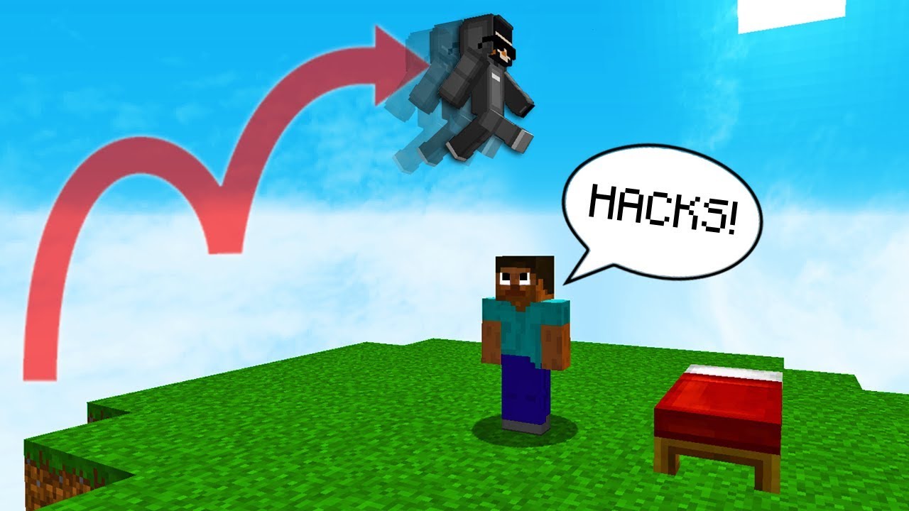 Double jump in Minecraft Bed Wars hack challenge