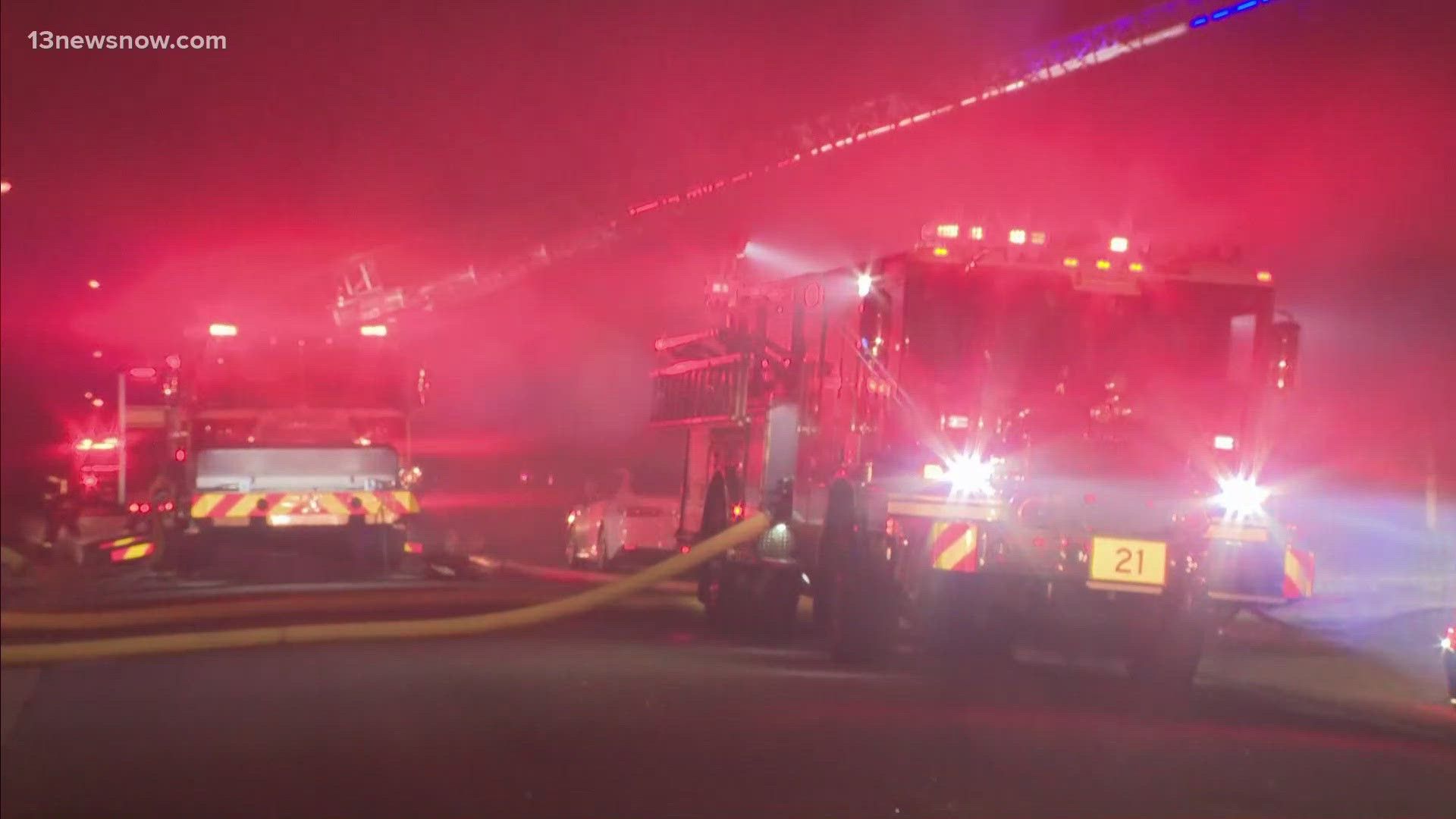 Fire crews respond to fire on Mozart Drive in Virginia Beach