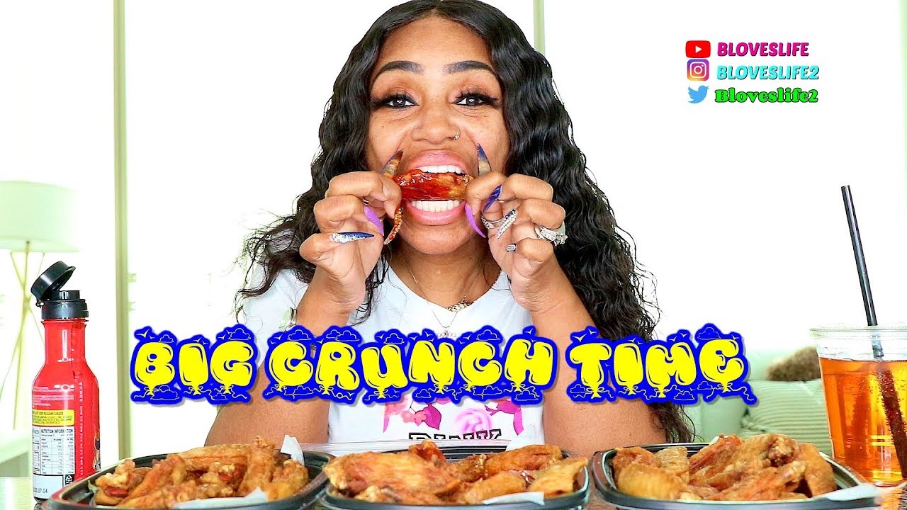 Fried chicken wing mukbang feast