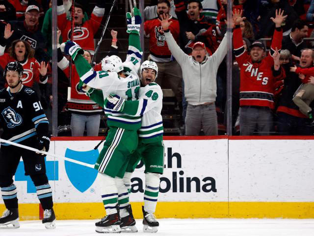 Hurricanes become 3rd NHL team to rally from 2 goals down in final 2 ...
