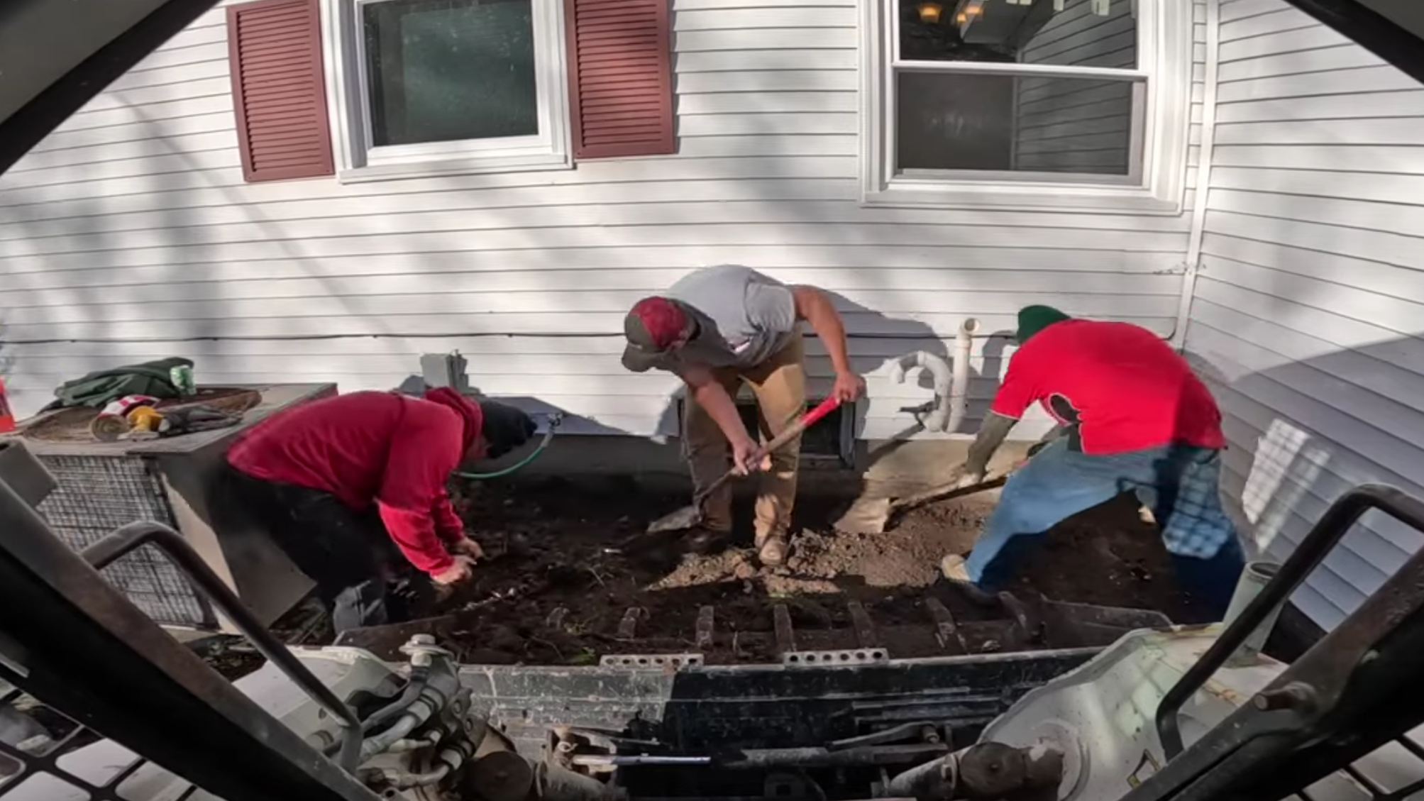 Too many power lines for this backyard pour