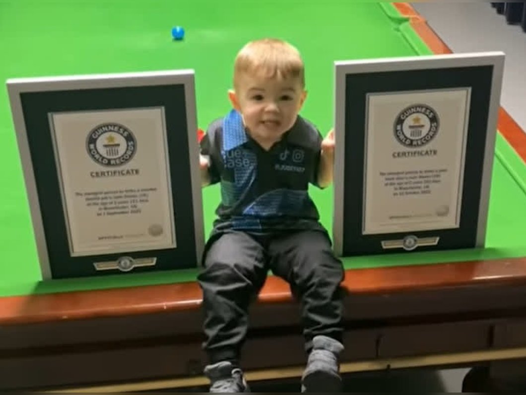 Two-year-old snooker prodigy breaks two Guinness World Records