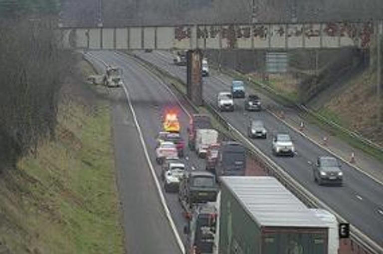 West Lothian M8 closed as crash sees car veer off carriageway into a ditch