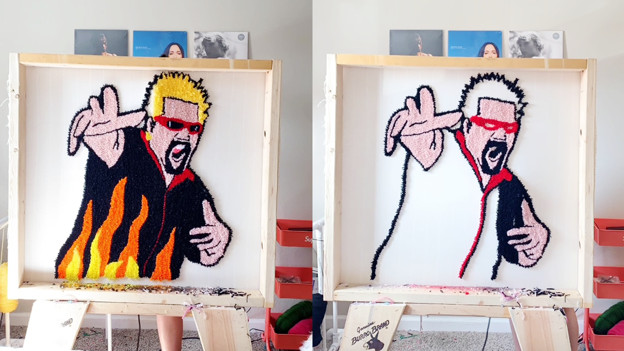 Artist makes custom hand-tufted Guy Fieri rug