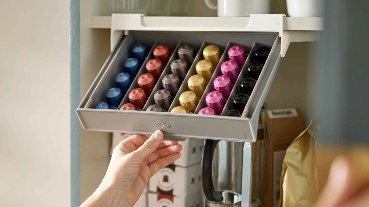 This Joseph Joseph under-shelf coffee pod drawer is space-saving and ...