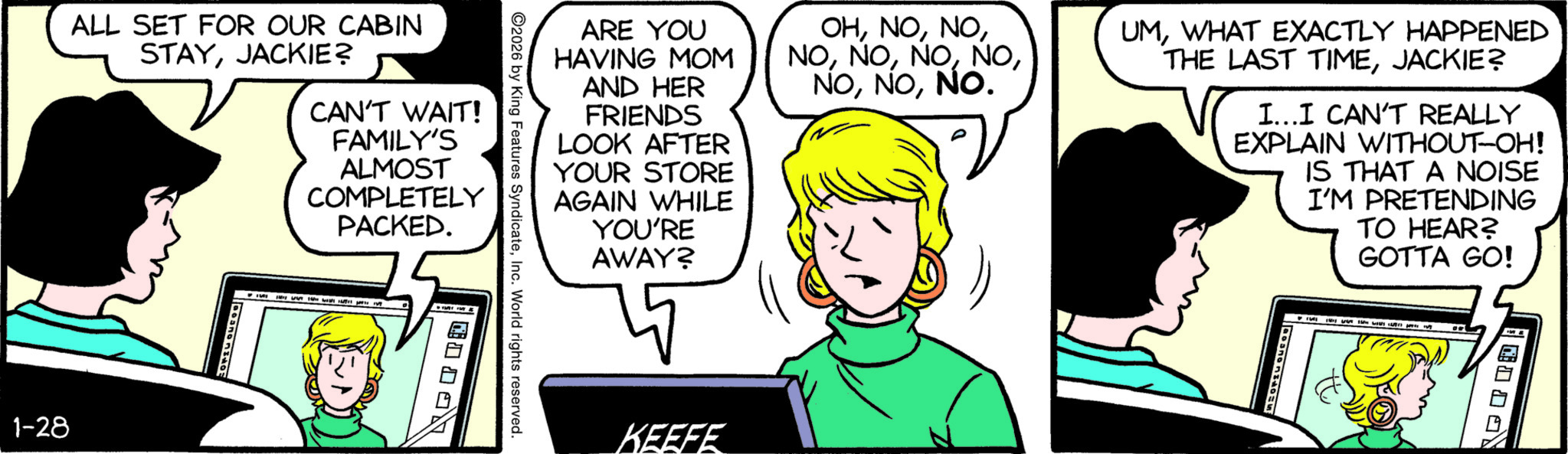 Sally Forth by Francesco Marciuliano; drawn by Jim Keefe