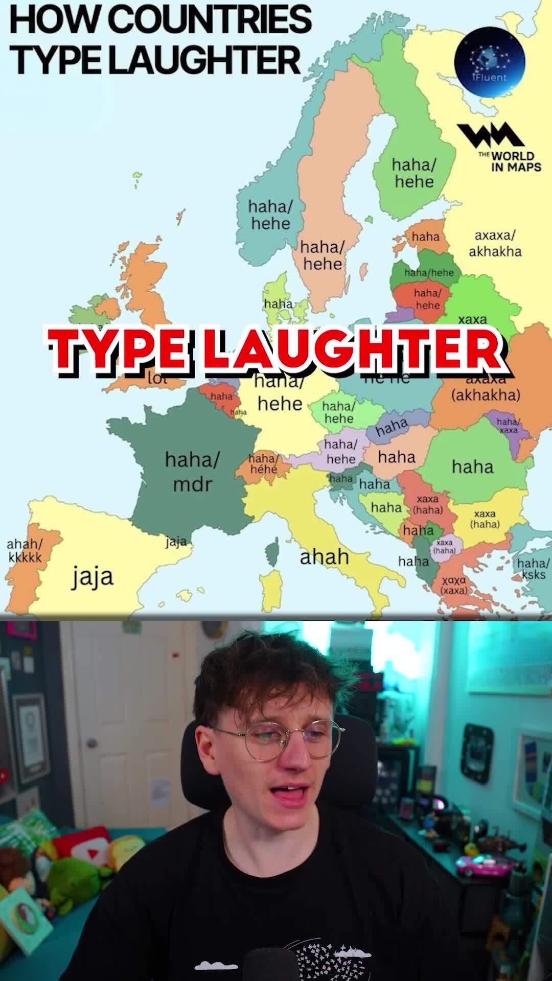 How countries type laughter