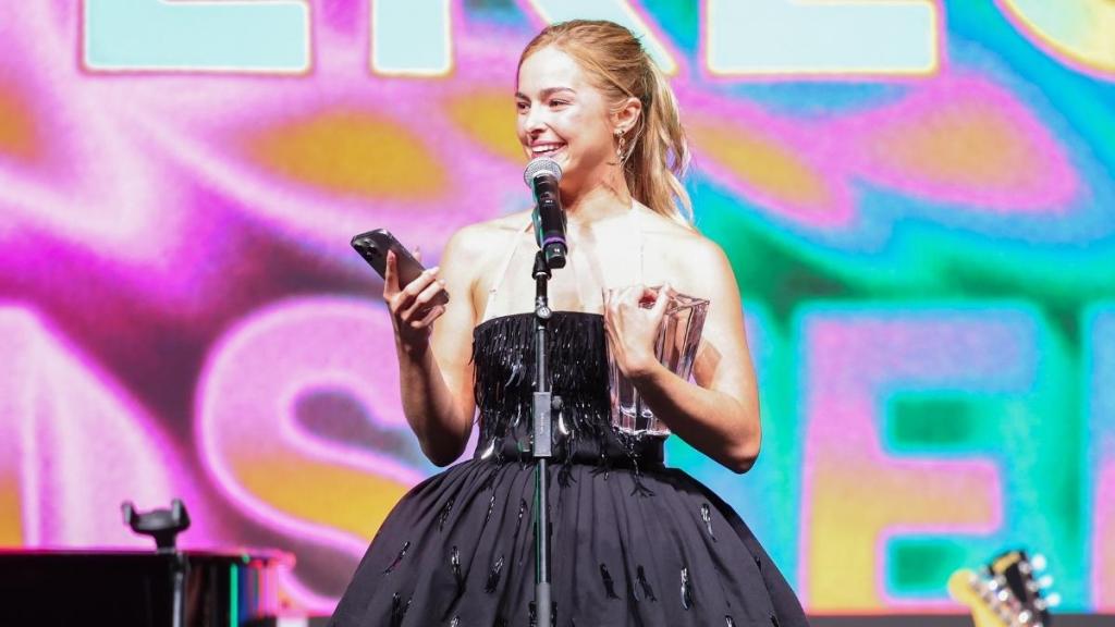 Addison Rae's August Barron minidress is an apron with a sequin twist