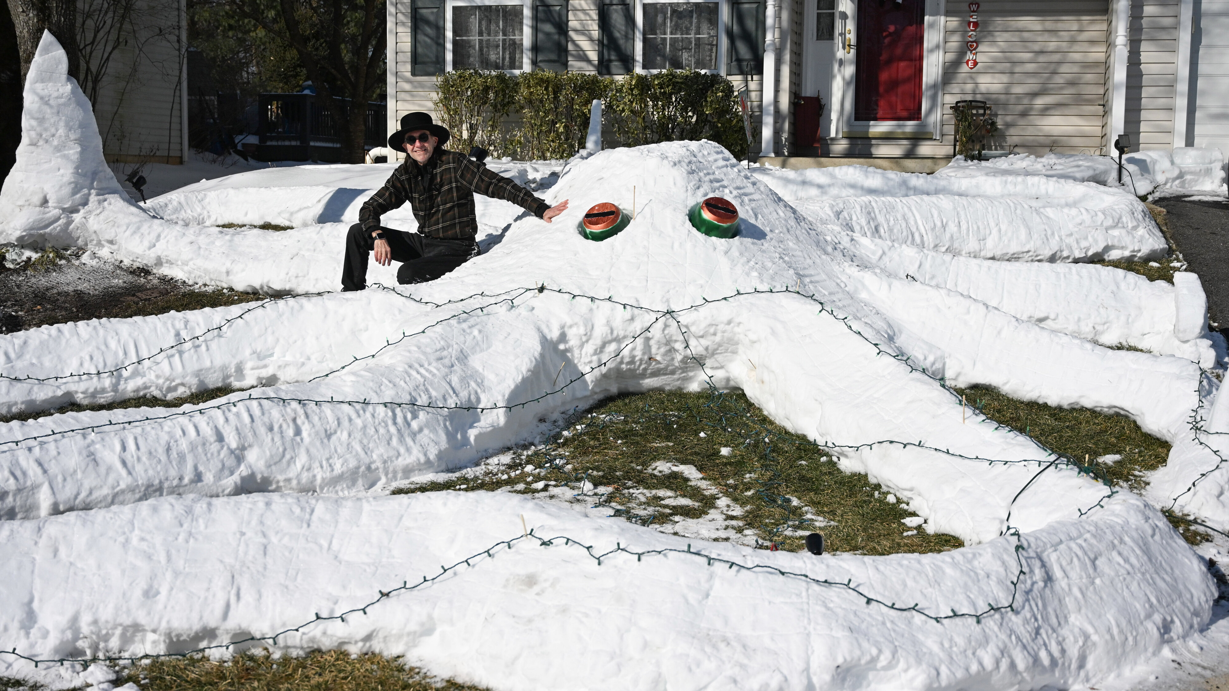 An Eldersburg front yard is now home to a giant snow octopus