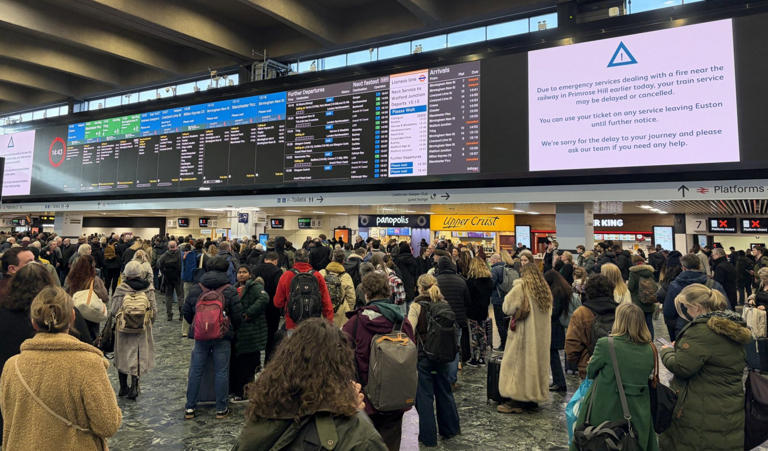 London Euston trains cancelled and delayed after fire breaks out near ...