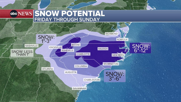 Snowstorm headed to Southeast: Latest forecast