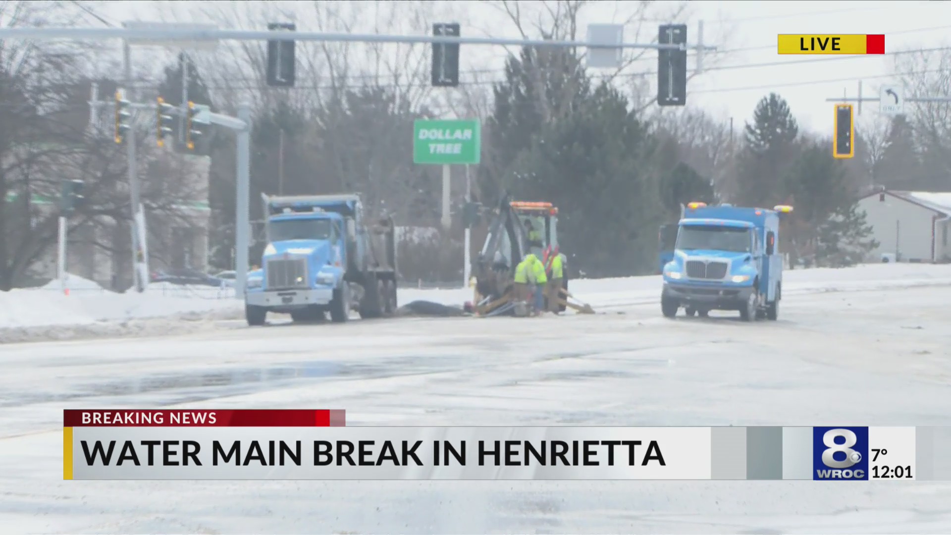 Water main break on E Henrietta & Calkins; traffic signal malfunctions ...