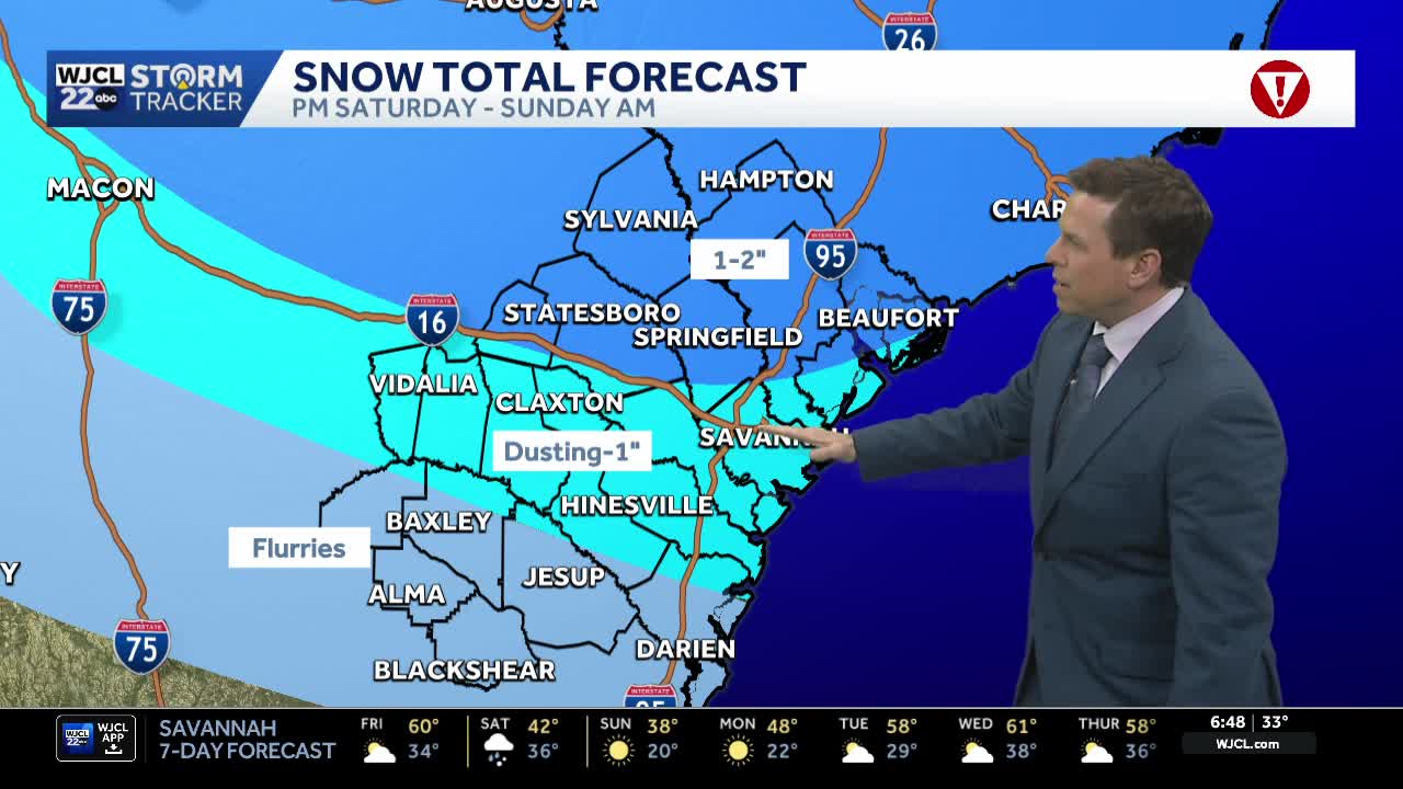 Saturday snow chances for the Savannah area