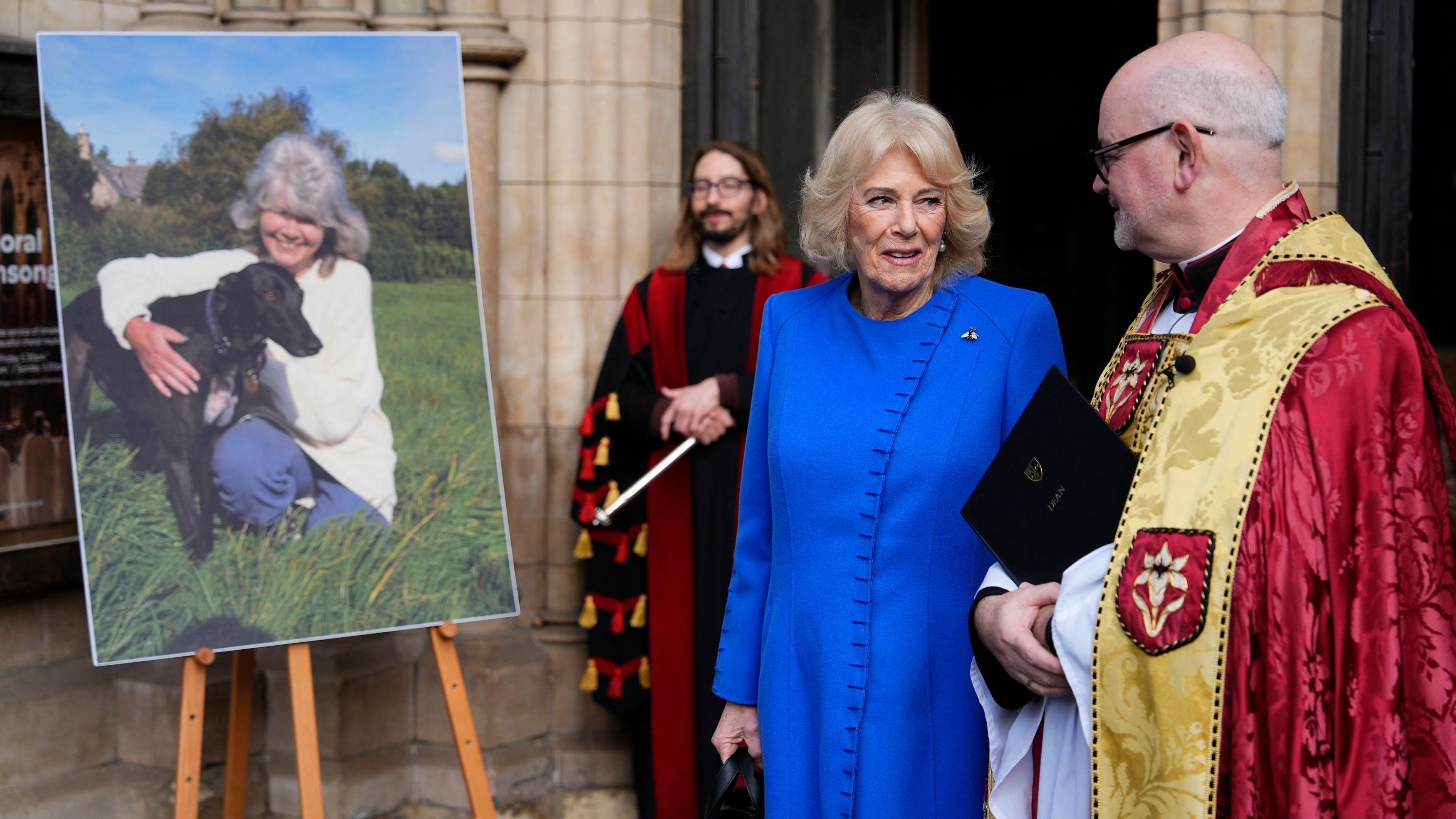 Queen Camilla among guests at memorial for author Jilly Cooper