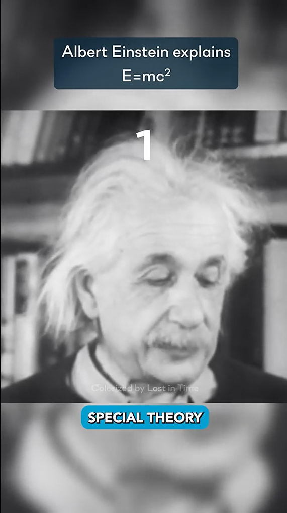 Albert Einstein explains the theory of relativity (E=mc²)