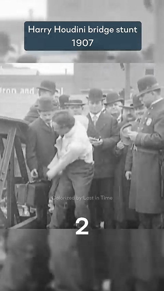 Harry Houdini’s famous bridge jump in 1907